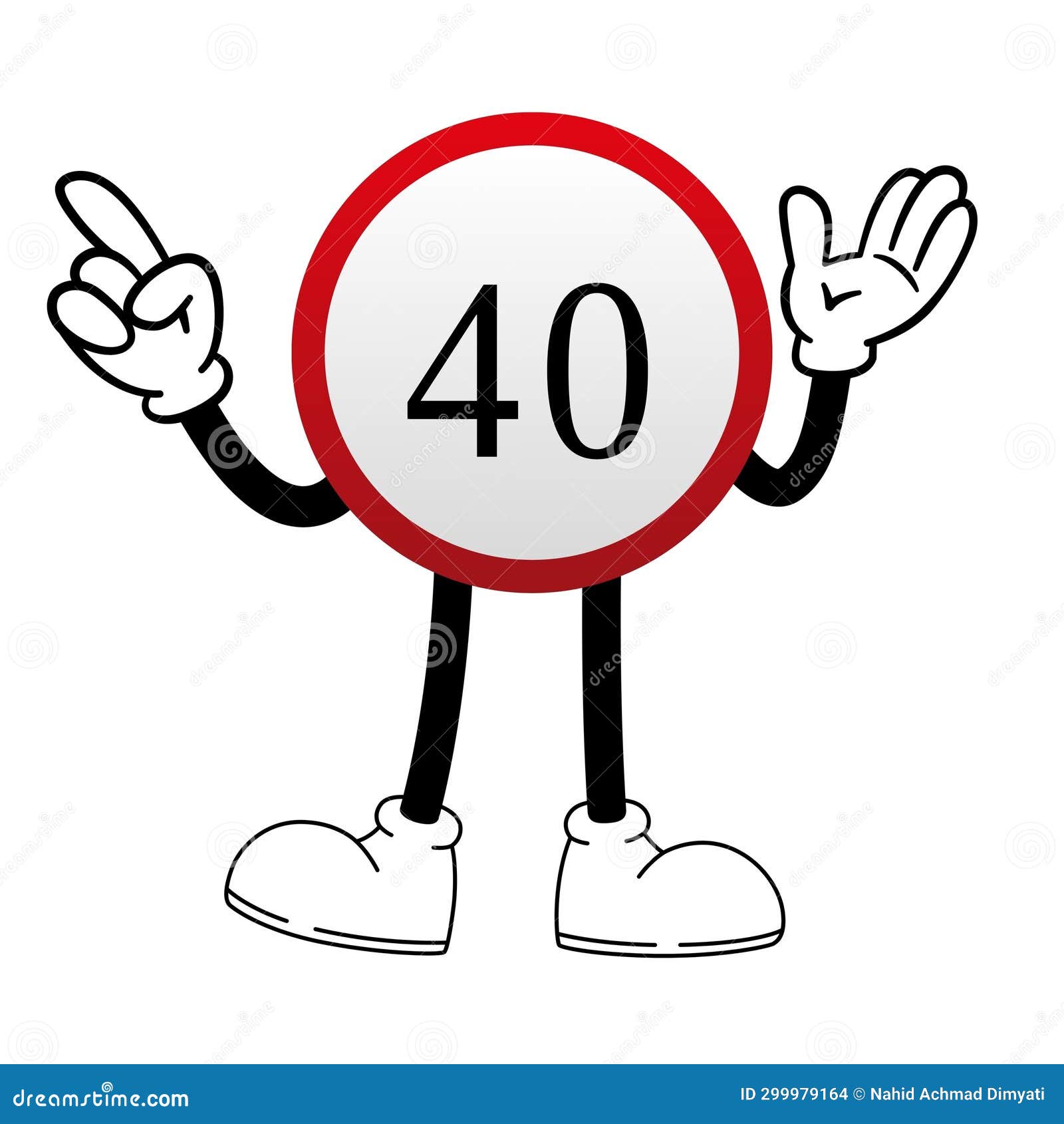 Cute 40 Km Speed ??Limit Sign Vector Showing Index Hand Shaped Number 1 ...