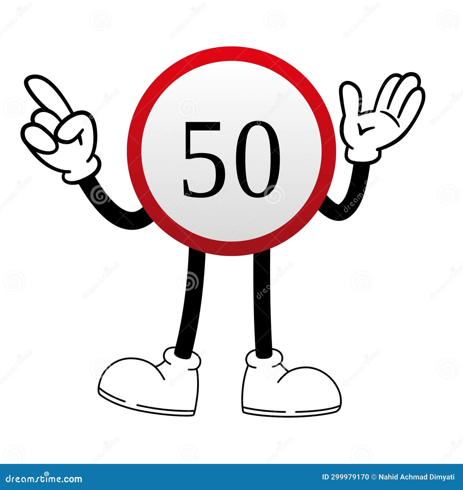 Cute 50 Km Speed ??Limit Sign Vector Showing Index Hand Shaped Number 1 ...