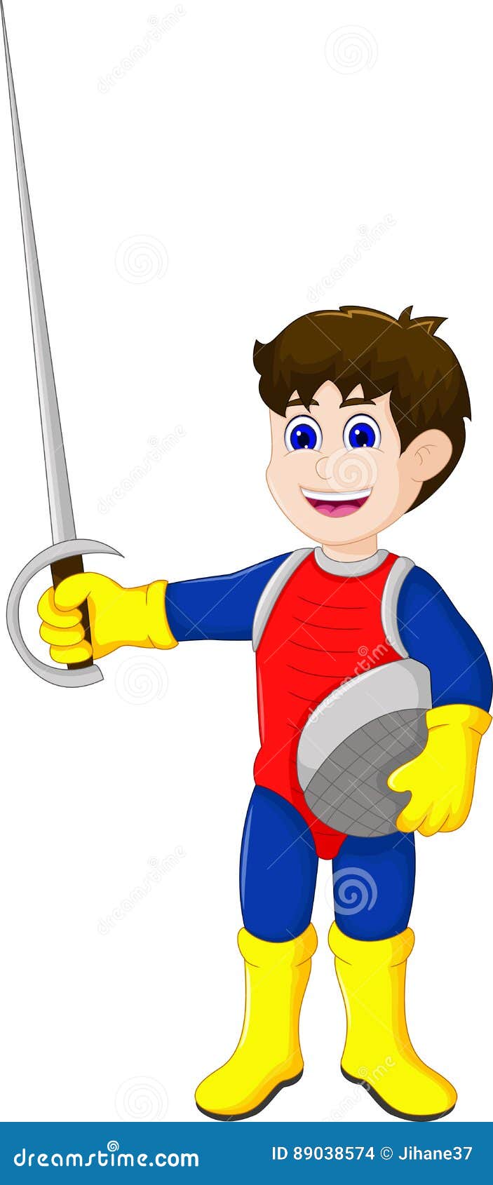 Cute Knight Cartoon Holding Sword Stock Illustration - Illustration of ...