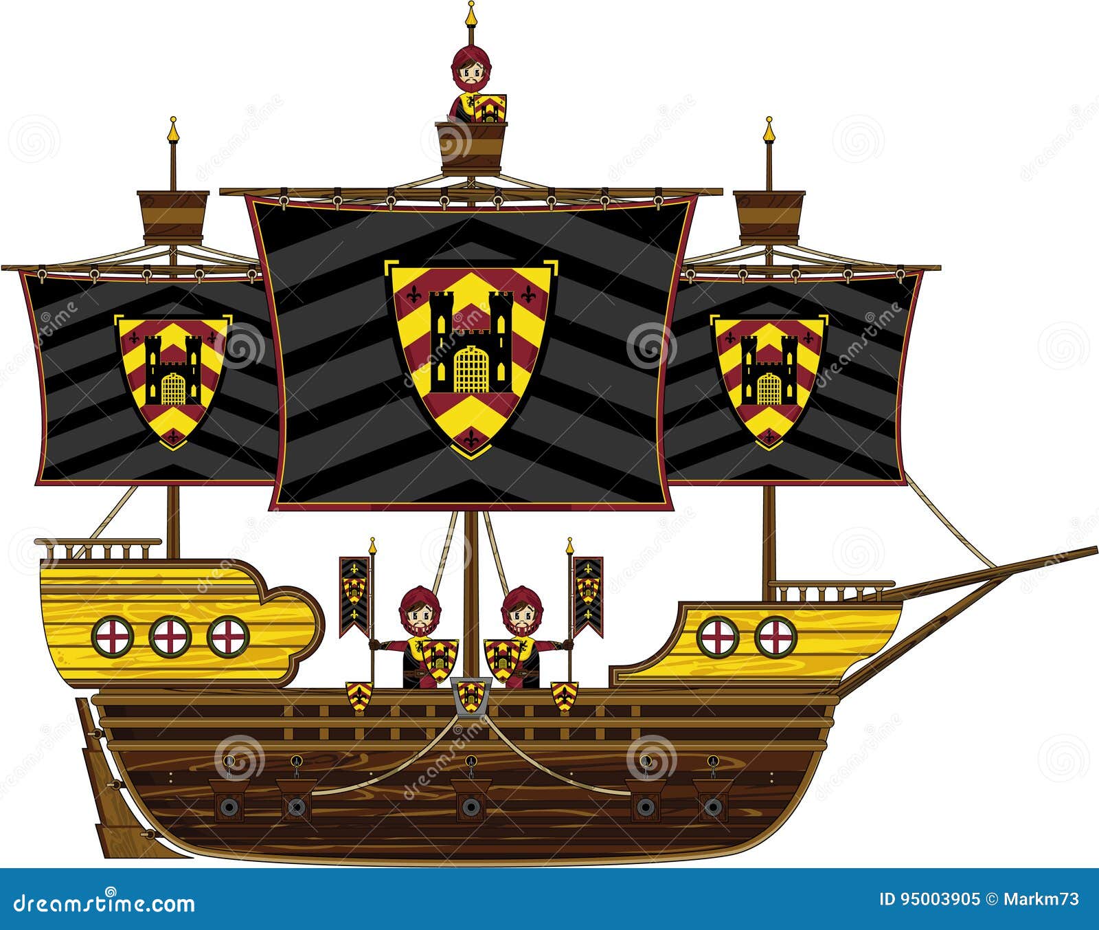 Cute Knights and Princess on Ship Stock Vector - Illustration of cute ...