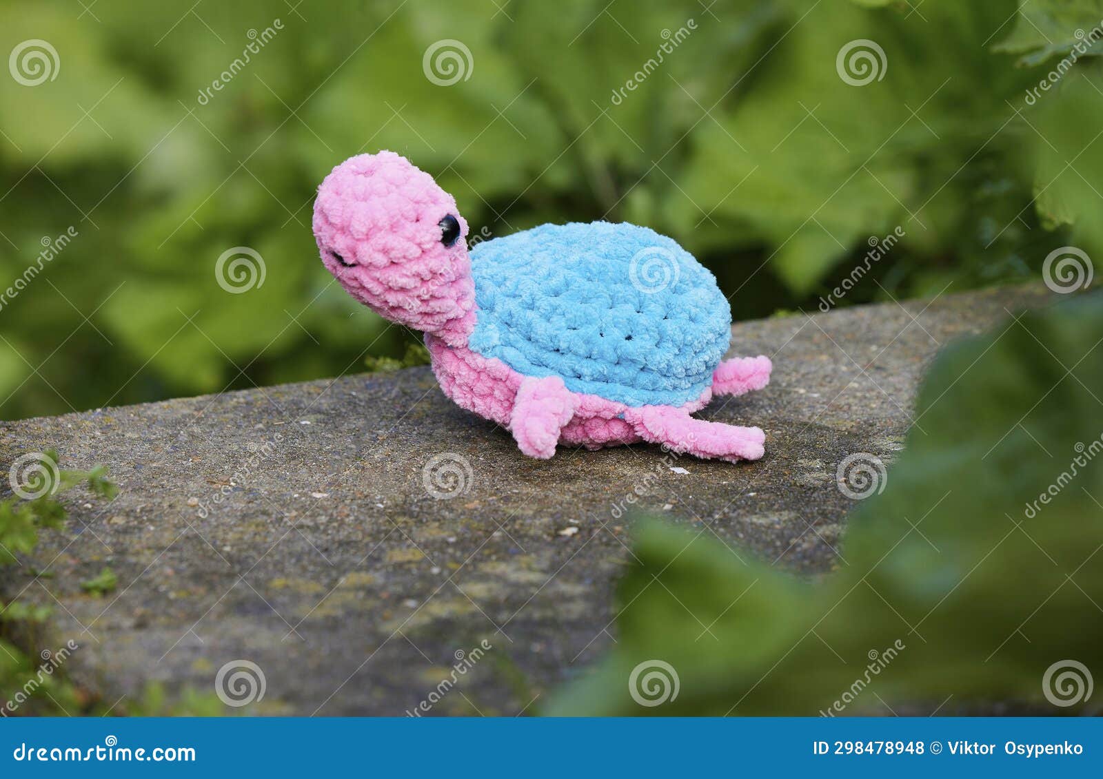 Cute Knitted Toy Turtle in the Garden Stock Photo - Image of child ...