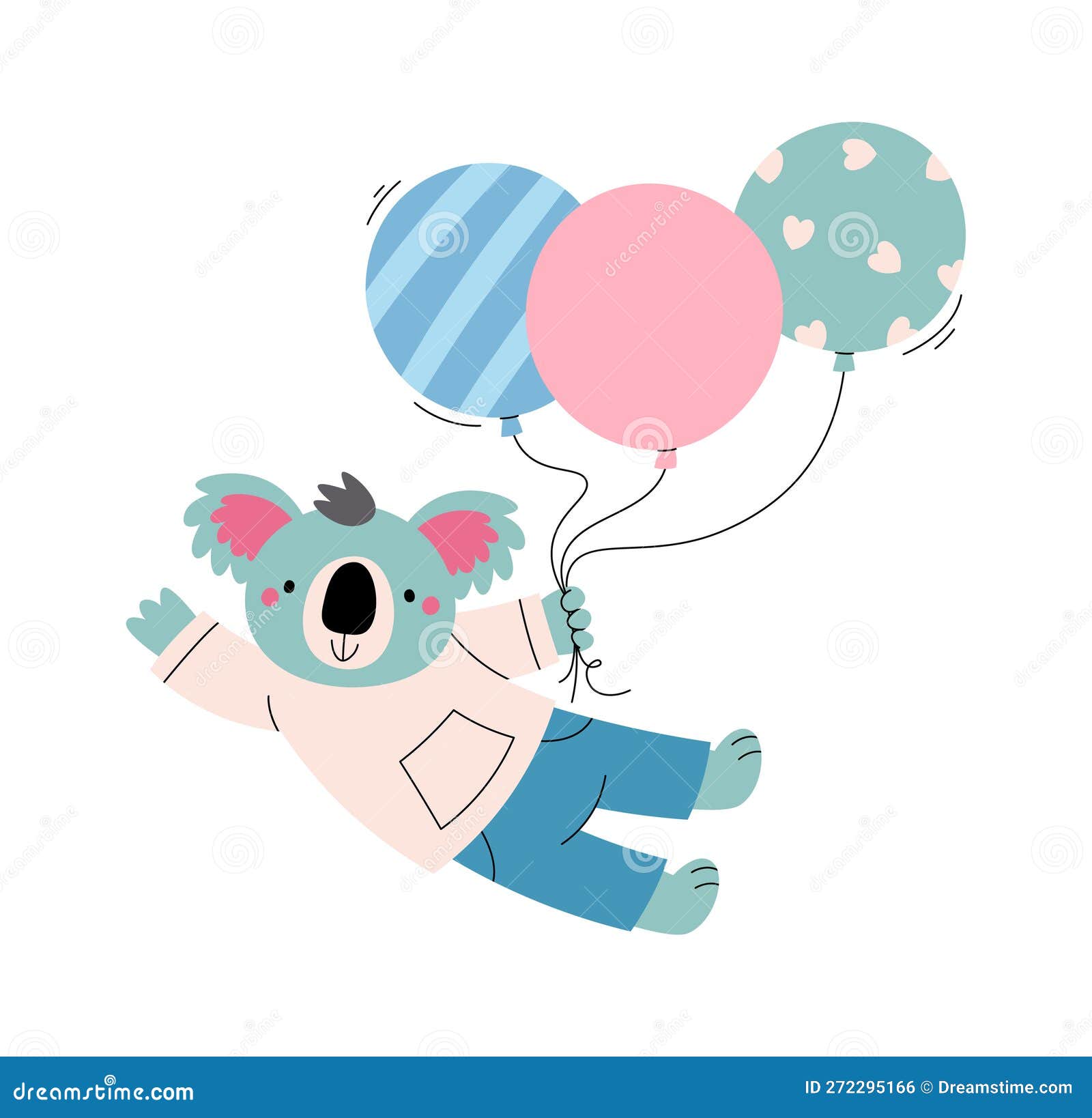 Cute koala with balloon stock vector. Illustration of koala - 272295166
