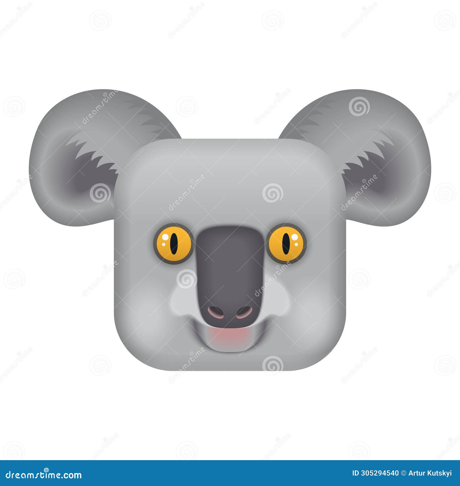 Cute Koala Face, Australian Bear Head in Square Shape, Animal Avatar ...