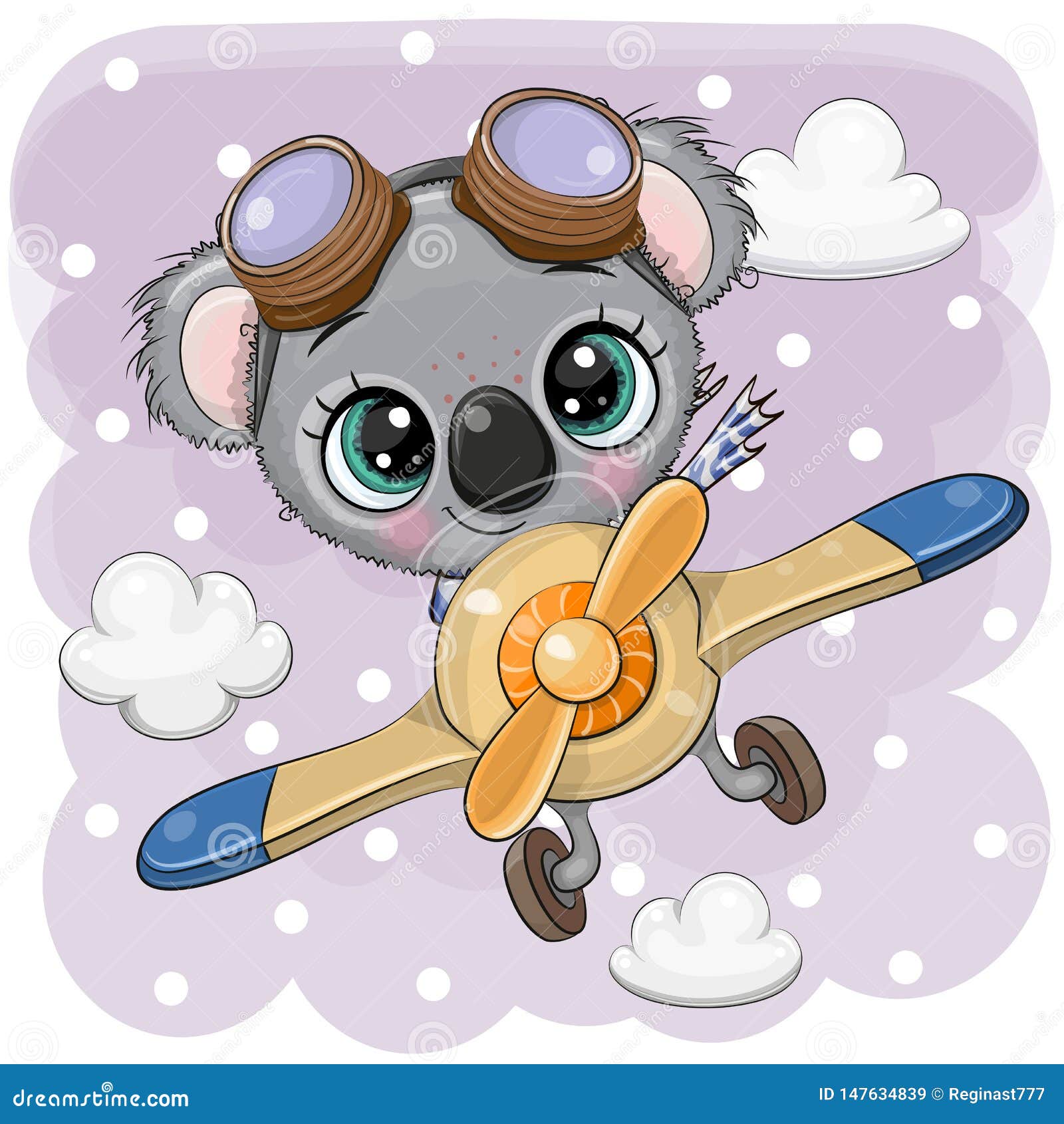 Cute Koala is Flying on a Plane Stock Vector - Illustration of cartoon ...