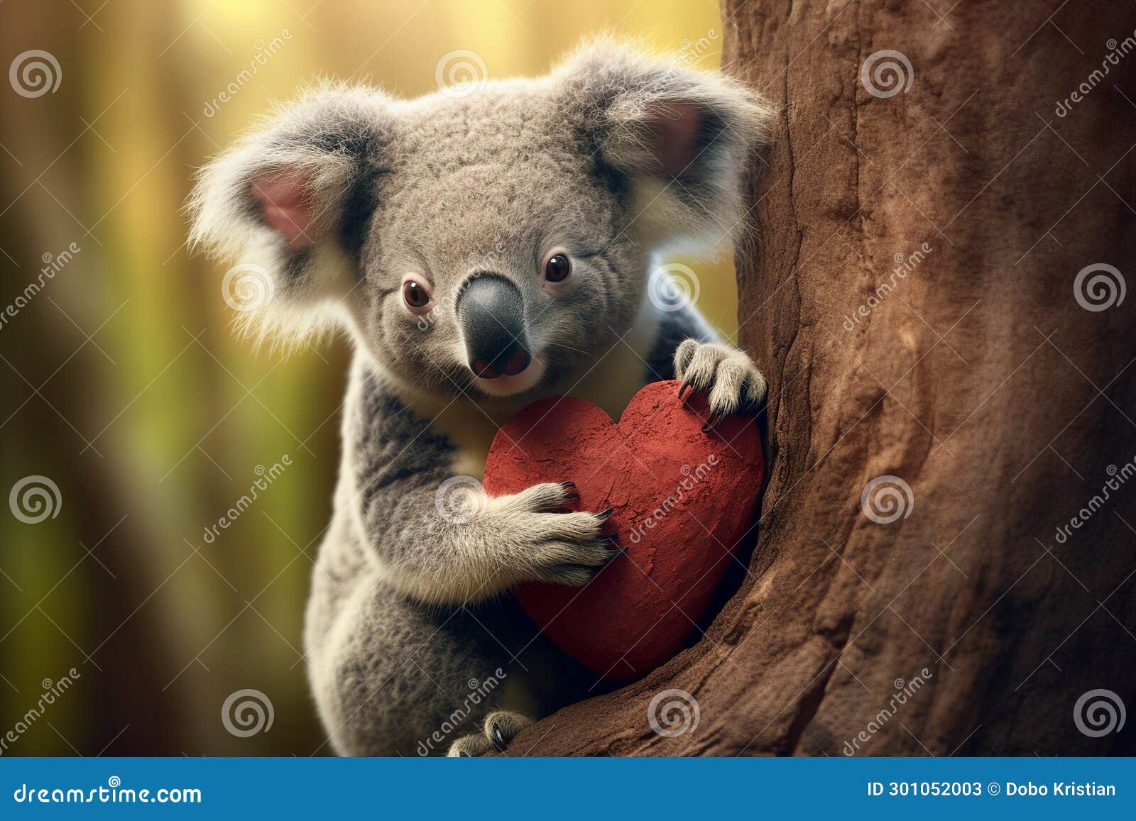 Cute koala hugging heart stock illustration. Illustration of outdoor ...