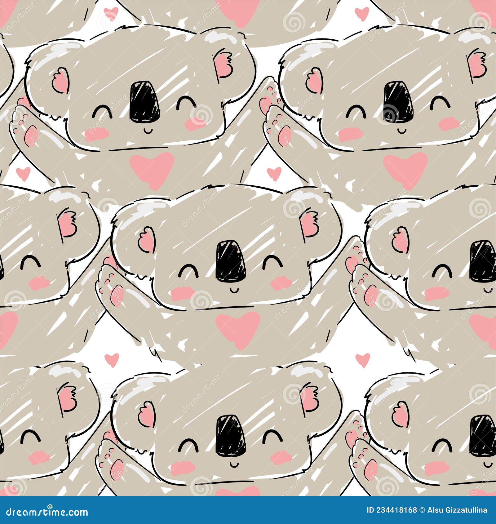 Cute Koala Pattern Seamless.Vector Stock Illustration. Fabric Design ...