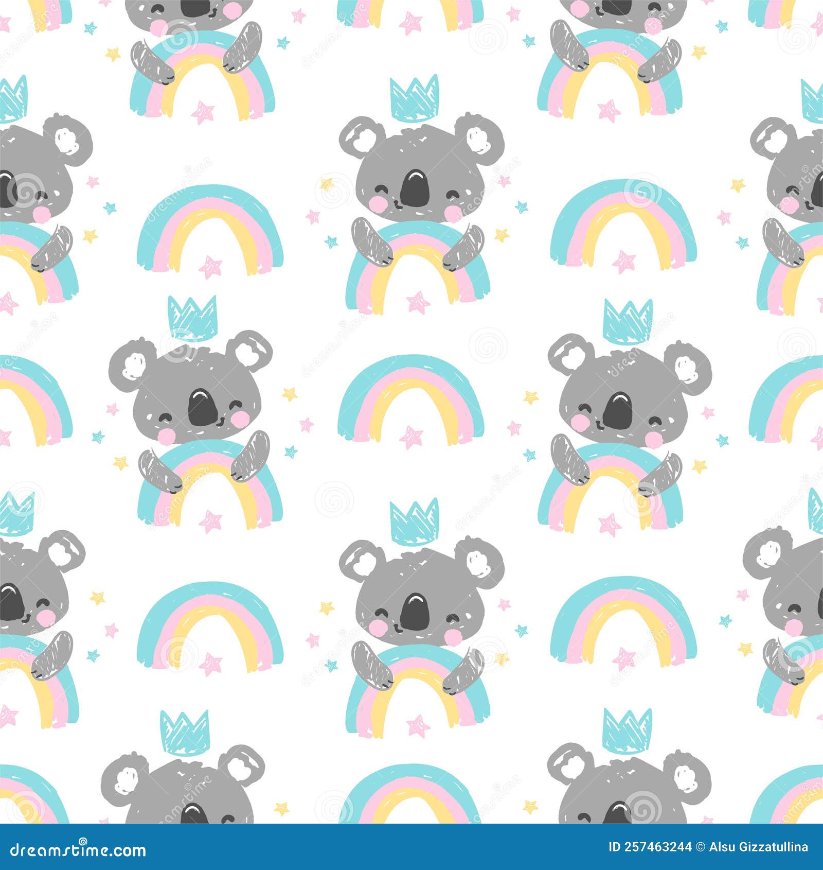 Cute Koala and Rainbow Pattern Seamless. Print Design for Textile ...