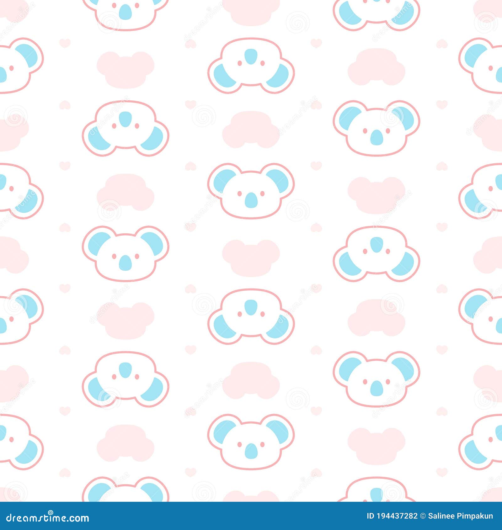 Koala Seamless Pattern. Cartoon Cute Australian Bear Texture. Forest ...