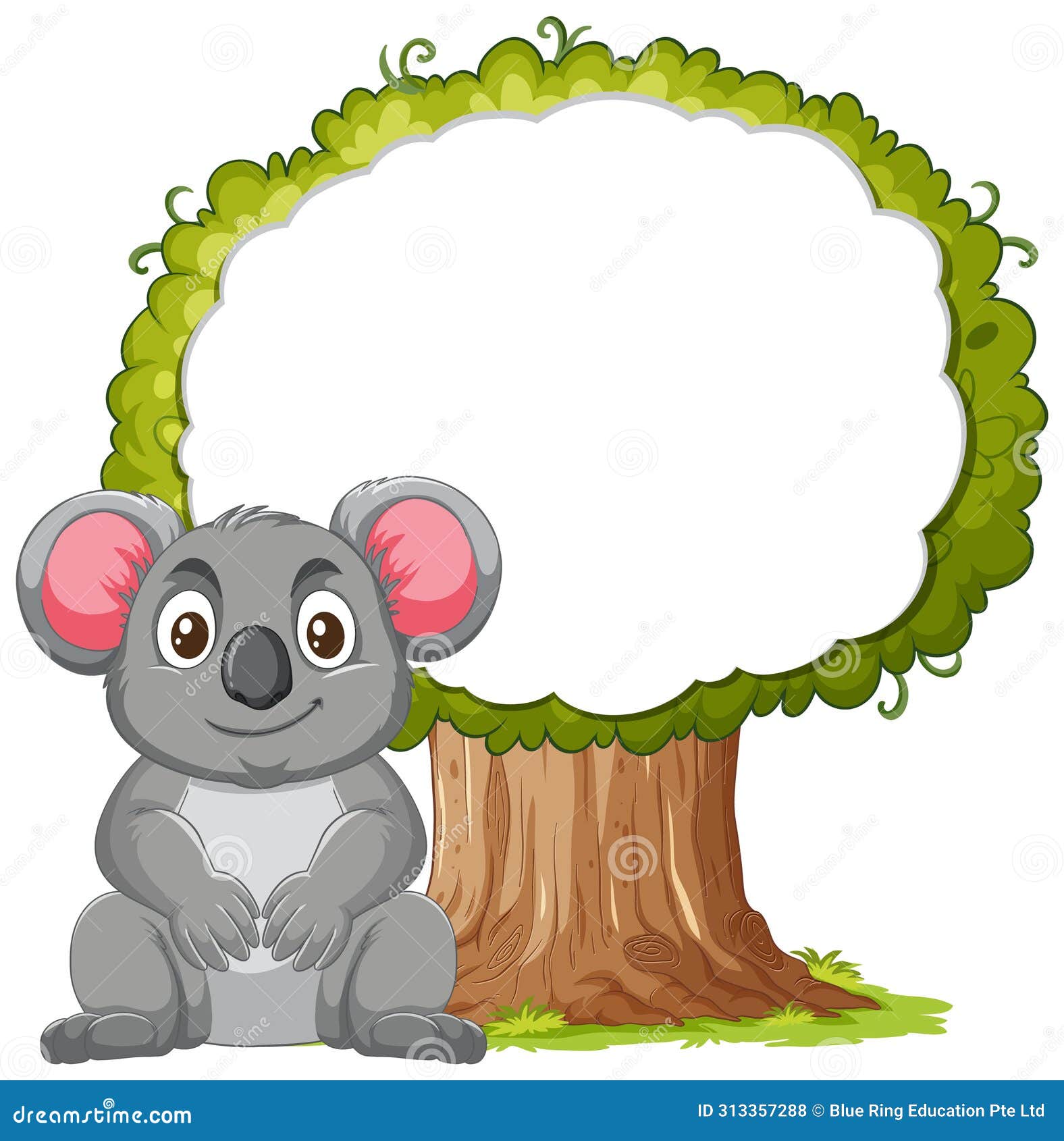 A Koala Sitting, Thinking Under a Lush Tree Stock Vector - Illustration ...