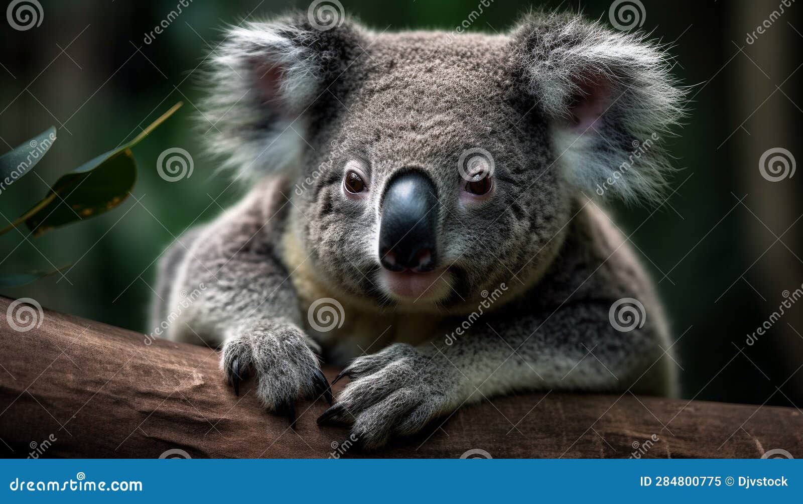 Cute Koala Sleeping on Eucalyptus Tree, Peaceful Nature Portrait ...