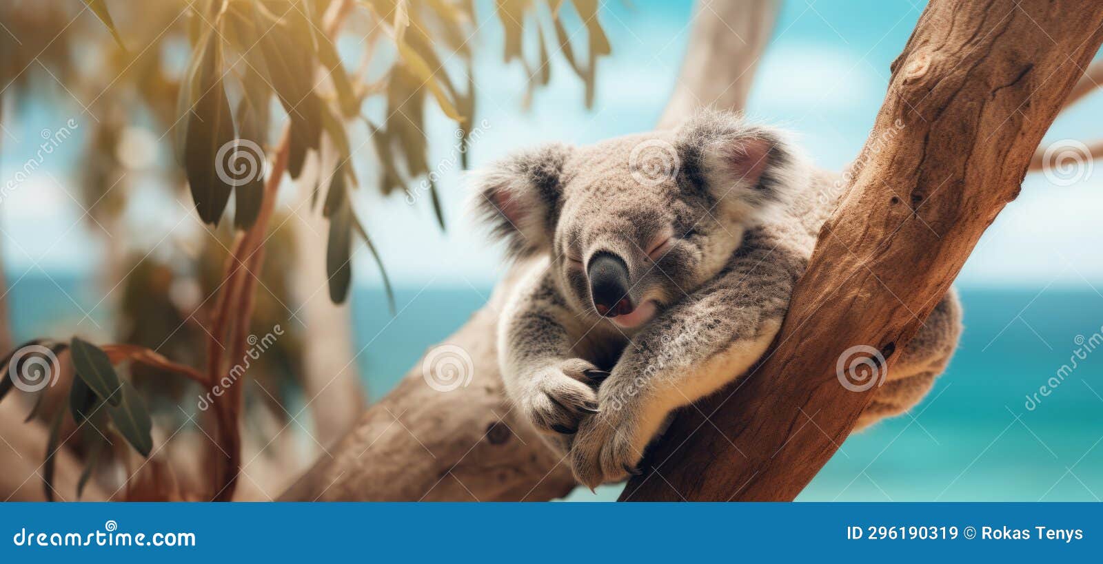 Cute Koala Sleeping in the Tree. Visual Concept for Australia Day Stock Image - Image of ...