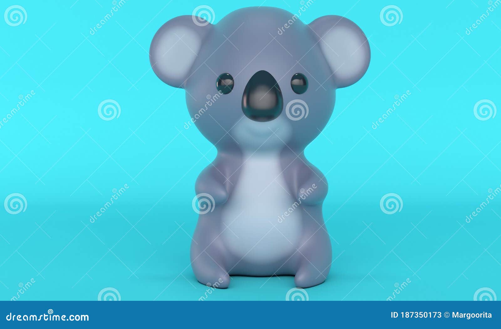 Cute Koala Toy on a Blue Background. 3d Rendering Stock Illustration ...