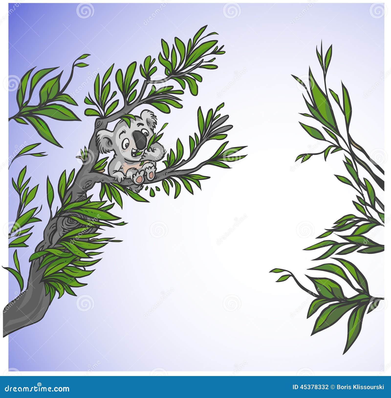 Cute Koala on a tree. stock vector. Illustration of wild - 45378332