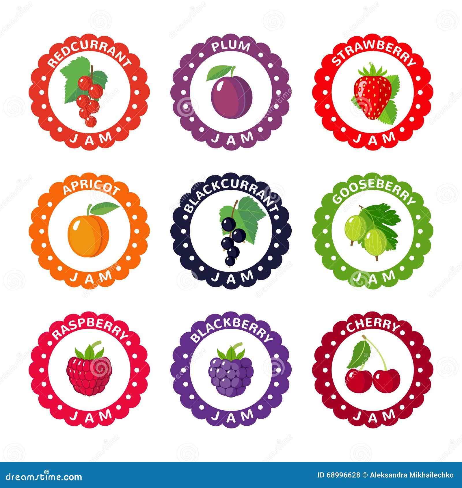 Cute labels for berry jam stock vector. Illustration of drink - 68996628