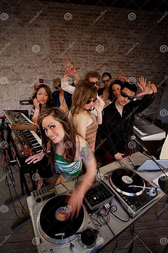 Cute lady DJ stock photo. Image of boys, garage, happy - 14027402