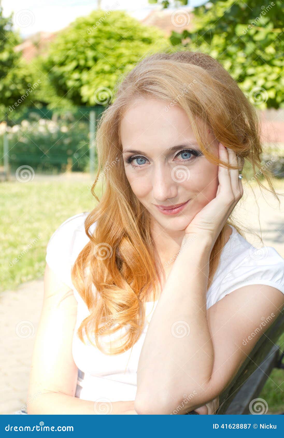 Cute lady in park stock image. Image of pretty, portrait - 41628887