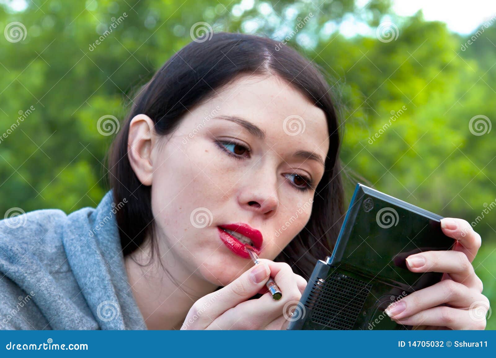 Cute Lady Performing Makeup Stock Photo - Image of makeup, close: 14705032