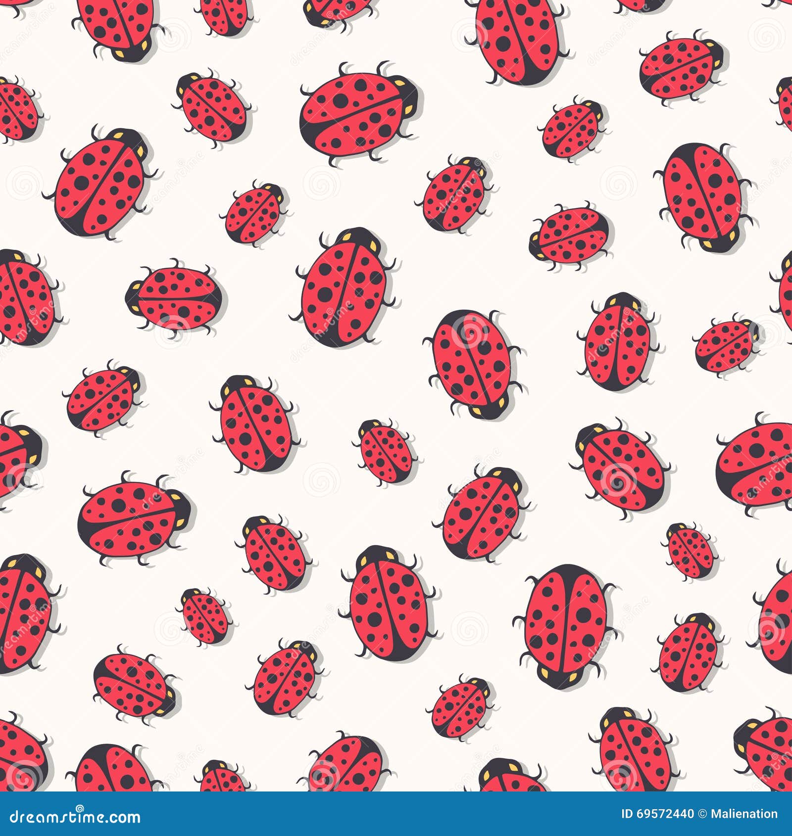 Cute Ladybirds Seamless Pattern. Vector Print for Kids Textile ...