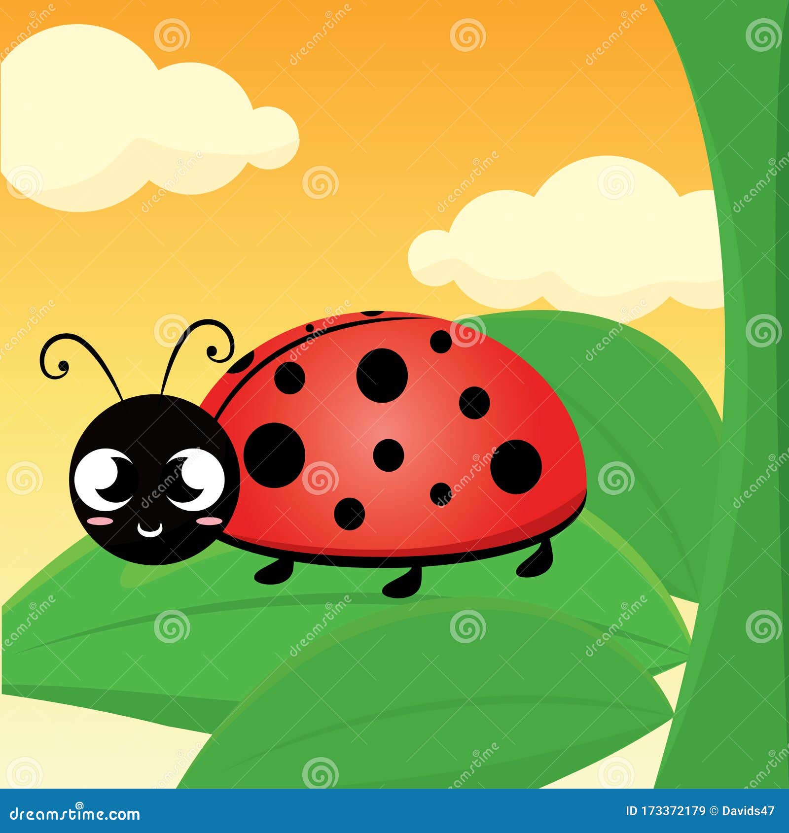 Cute ladybug cartoon stock vector. Illustration of animal - 173372179