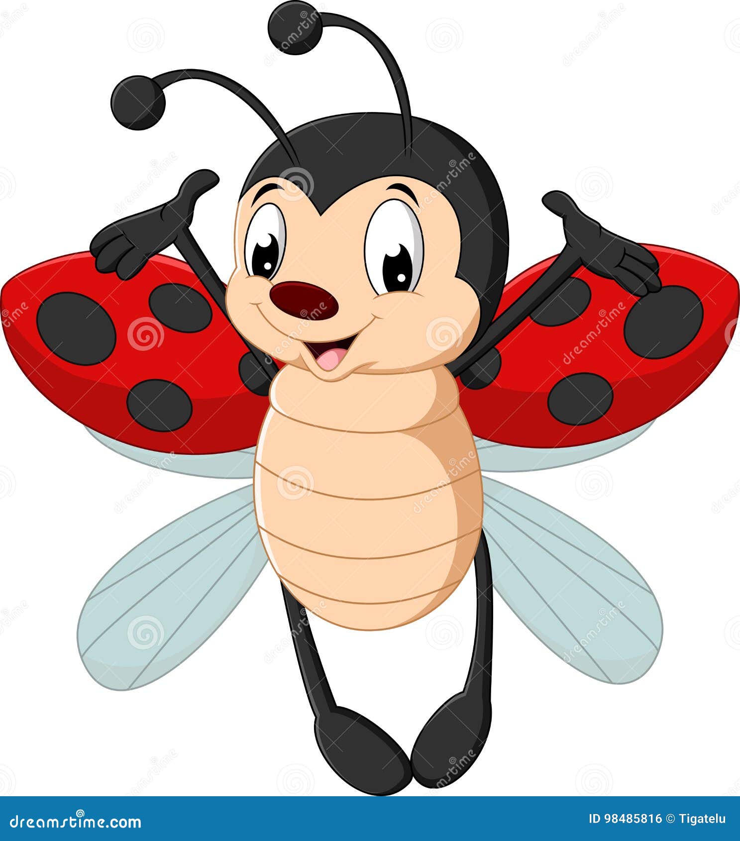Cute ladybug cartoon stock vector. Illustration of cheer - 98485816