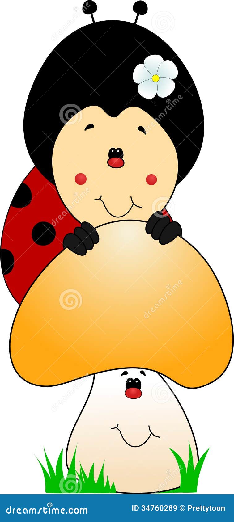 Cute ladybug cartoon stock illustration. Illustration of gray - 34760289