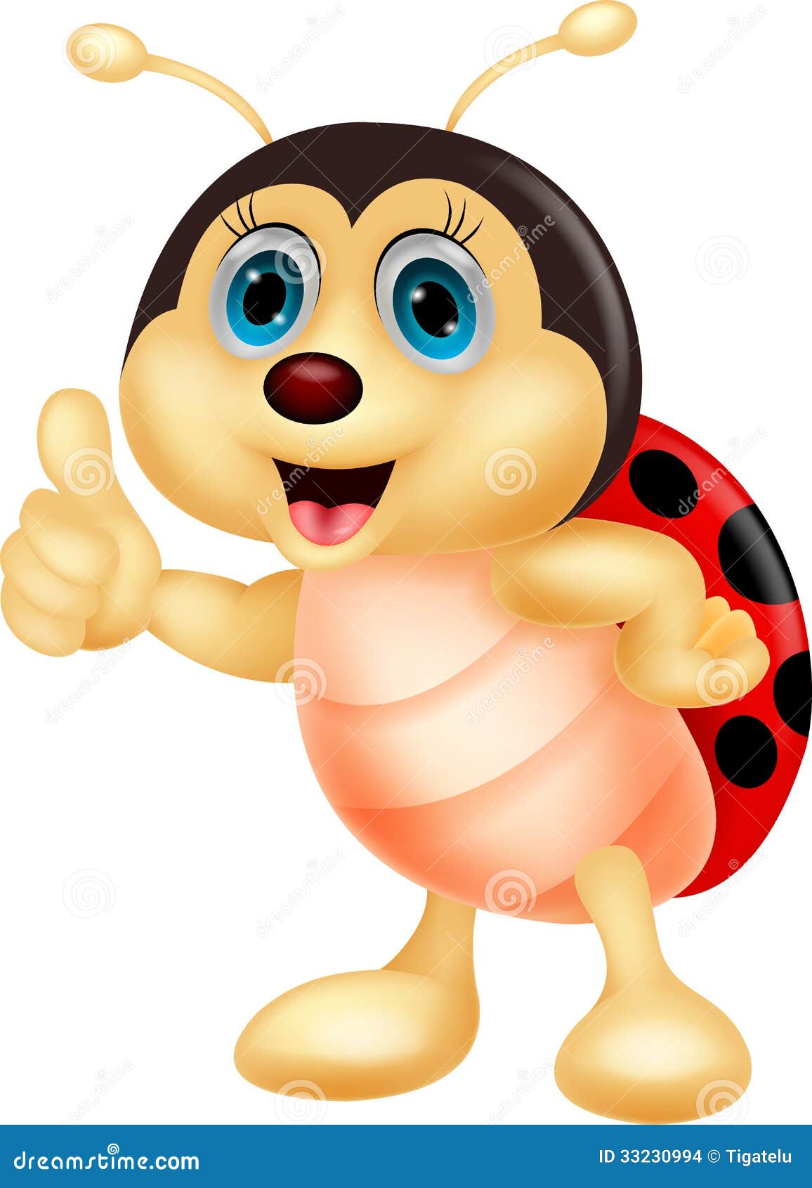 Cute Ladybug Cartoon Thumb Up Stock Vector - Illustration of cute ...
