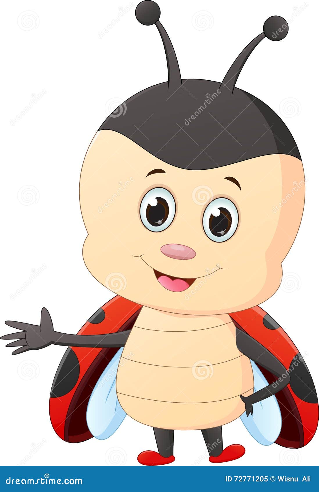 Cute Ladybug Cartoon Waving Stock Vector - Illustration of object ...