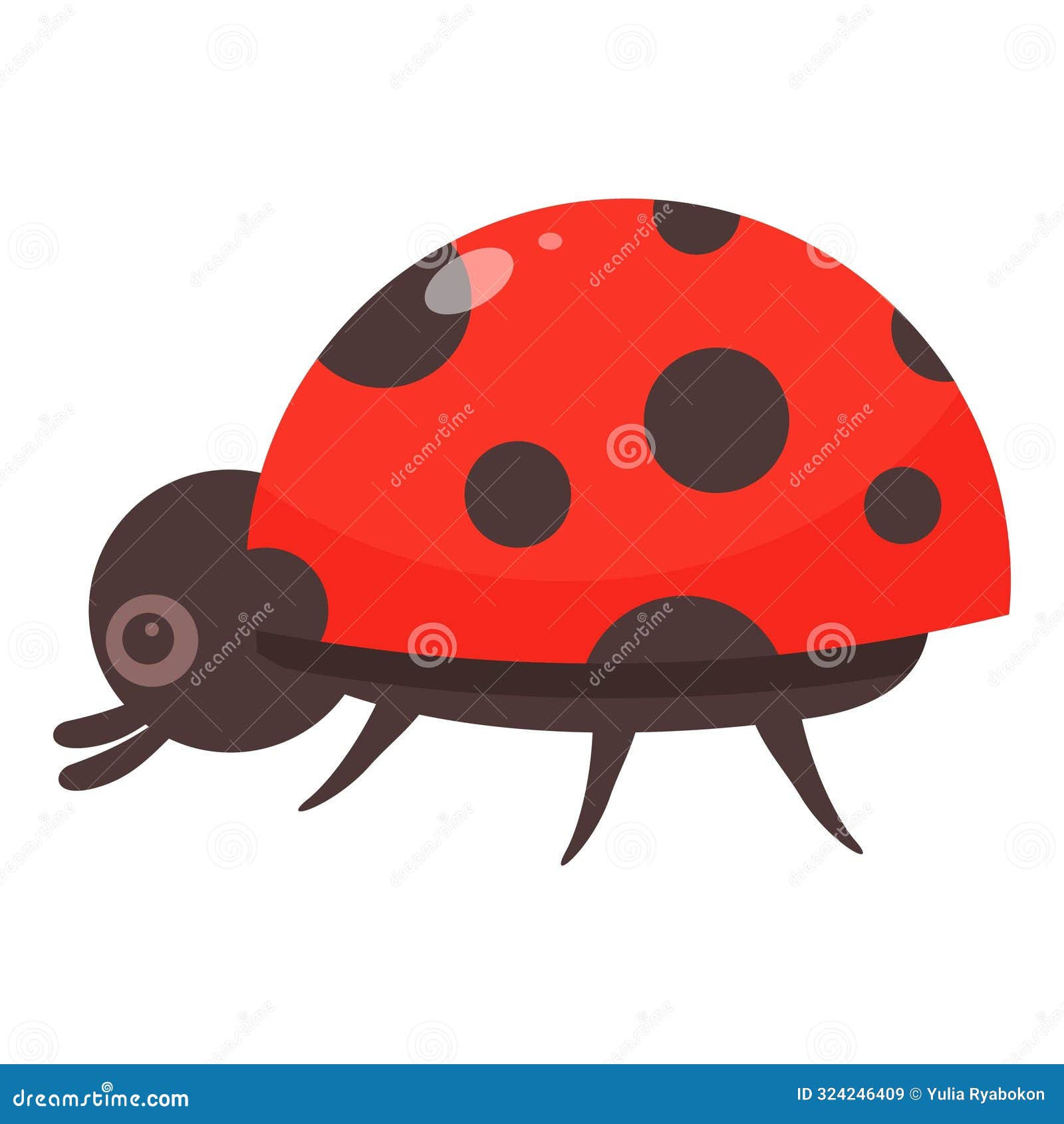 Cute Ladybug Crawling and Showing Its Spots Stock Illustration ...