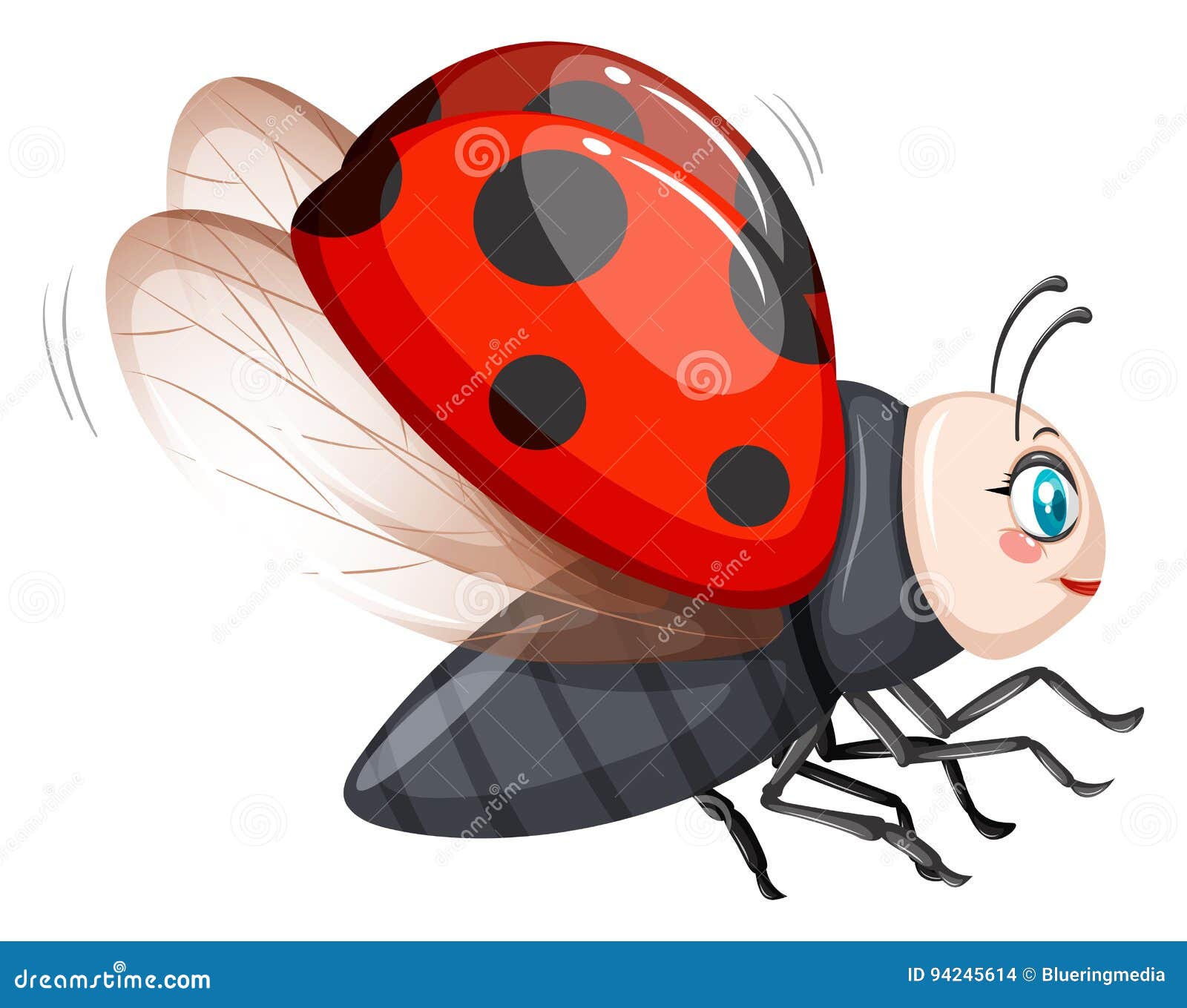 Cute Ladybug Flying on White Background Stock Vector - Illustration of ...