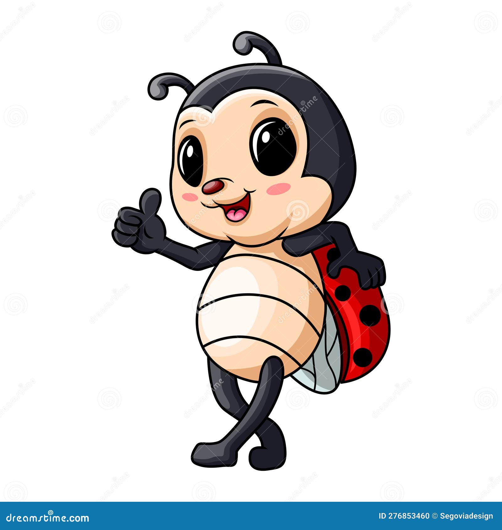Cute Ladybug Giving Thumb Up Stock Vector - Illustration of ladybug ...