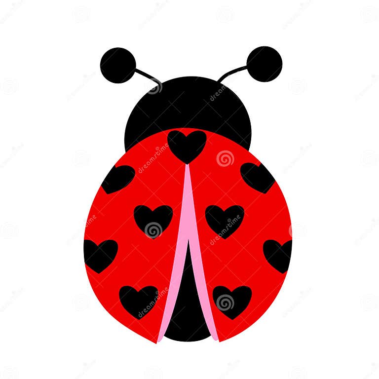 Cute Ladybug with Hearts on a White Background. Hand Drawn Stock Illustration - Illustration of ...