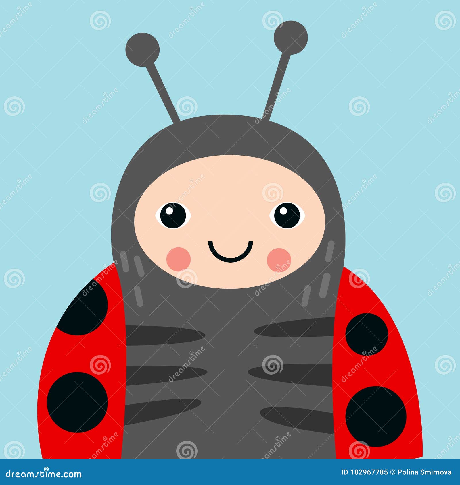 Cute Ladybug Portrait Vector Illustration Stock Vector - Illustration ...