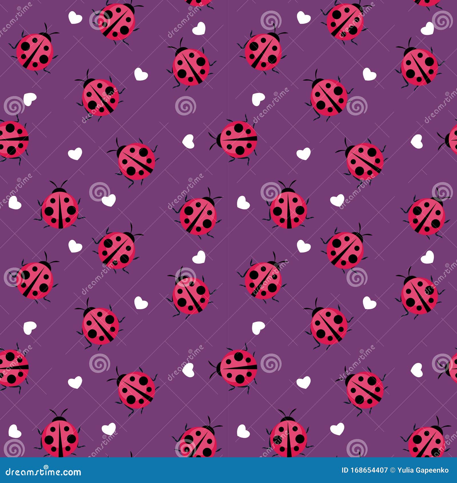 Cute Ladybug Seamless Pattern Background Vector Illustration Stock ...