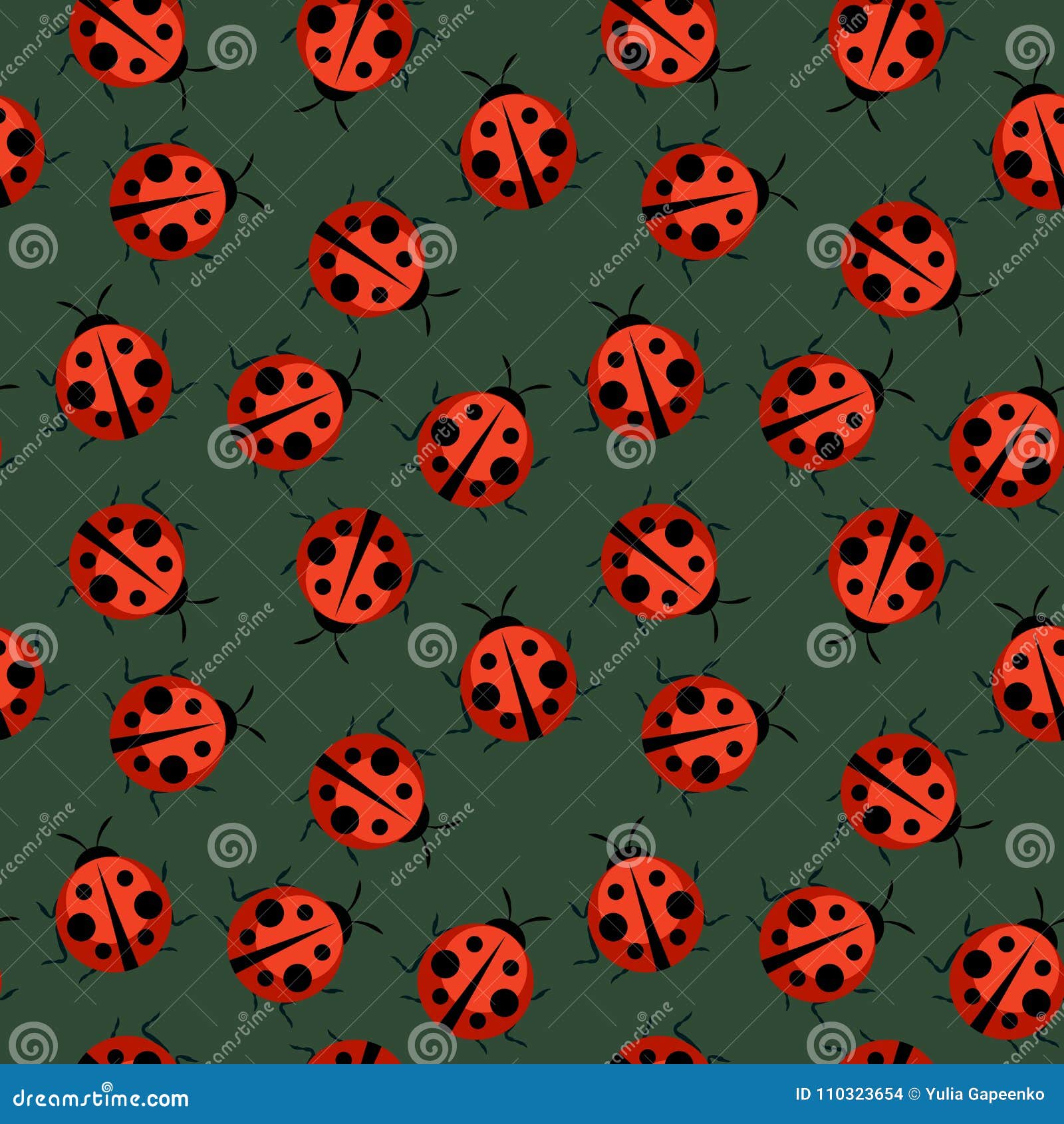Cute Ladybug Seamless Pattern Background Vector Illustration Stock ...