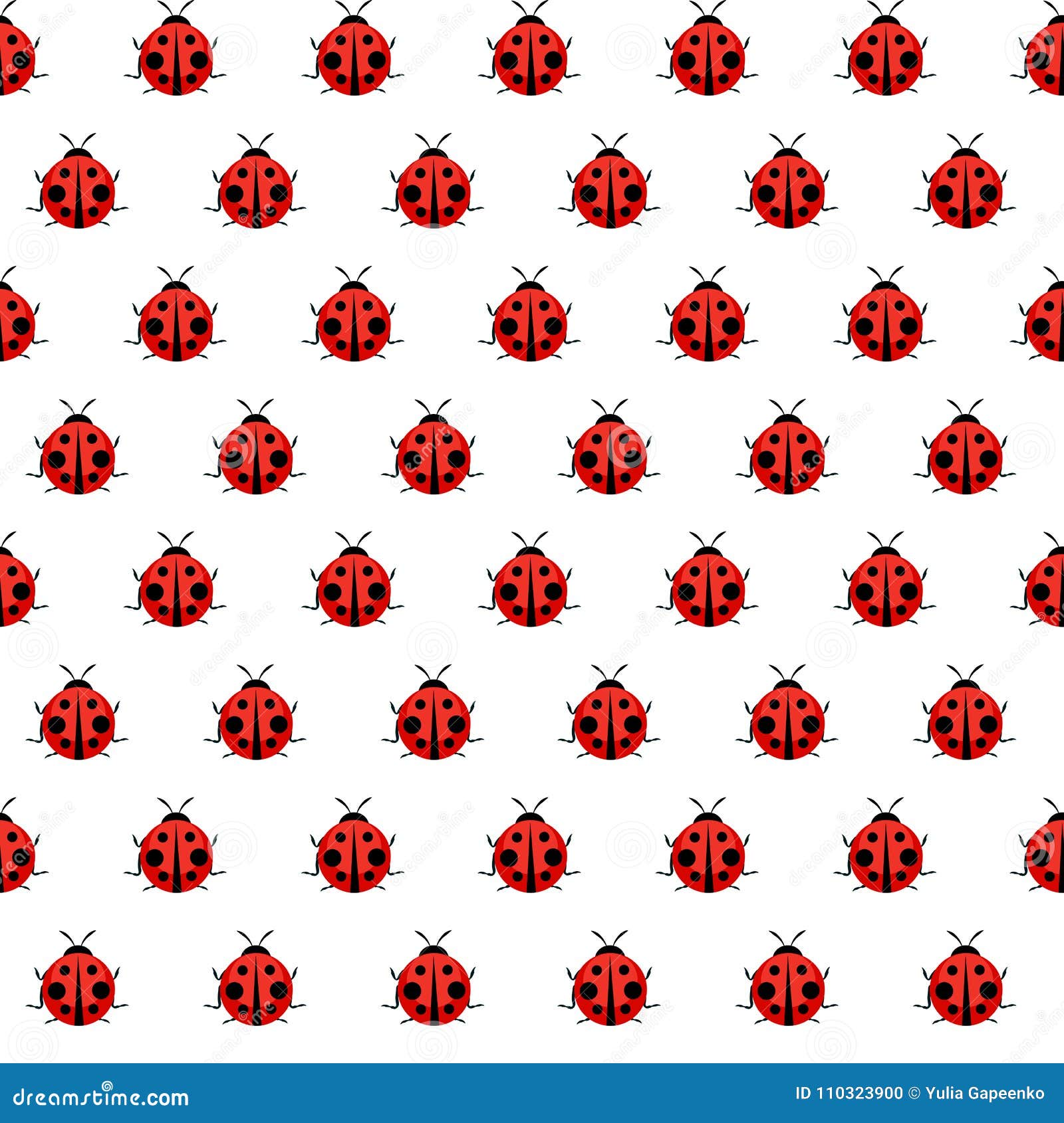 Cute Ladybug Seamless Pattern Background Vector Illustration Stock Vector - Illustration of lady ...
