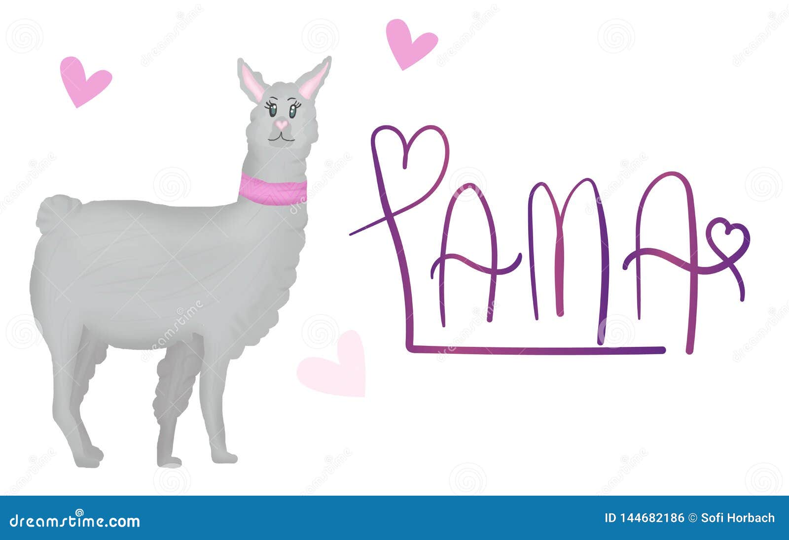 Cute Lama Isolated on White Stock Illustration - Illustration of ...