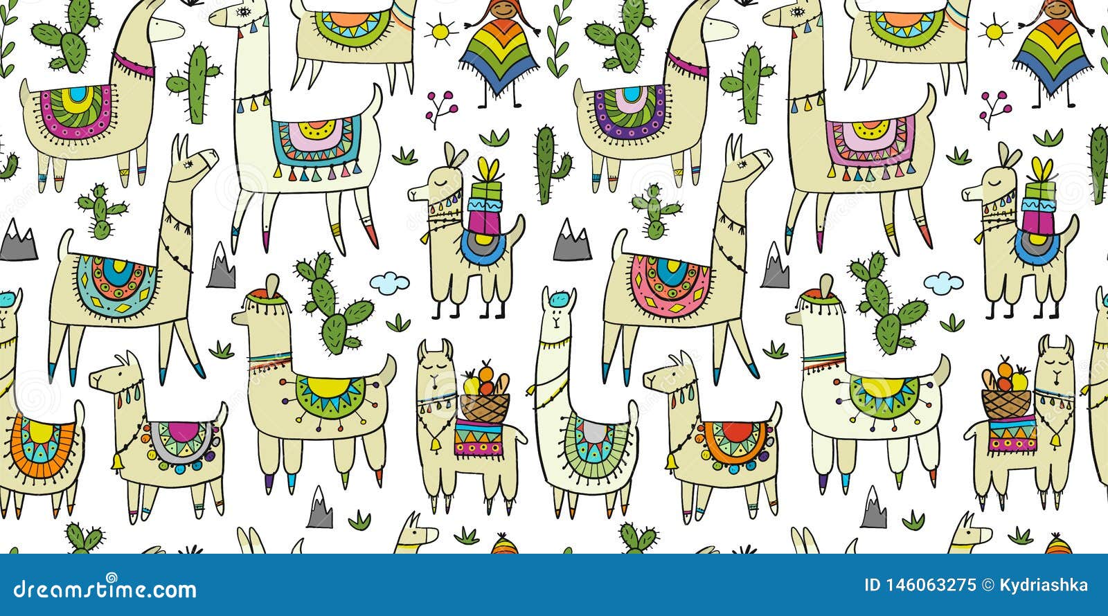 Cute Lamas, Seamless Pattern for Your Design Stock Vector ...