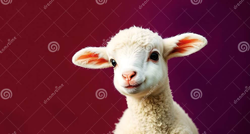 Cute Fun Lamb with Red Background Stock Illustration - Illustration of ...