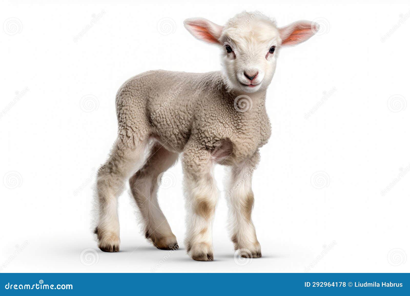 Cute Lamb Standing on White Background. Stock Photo - Image of animal ...
