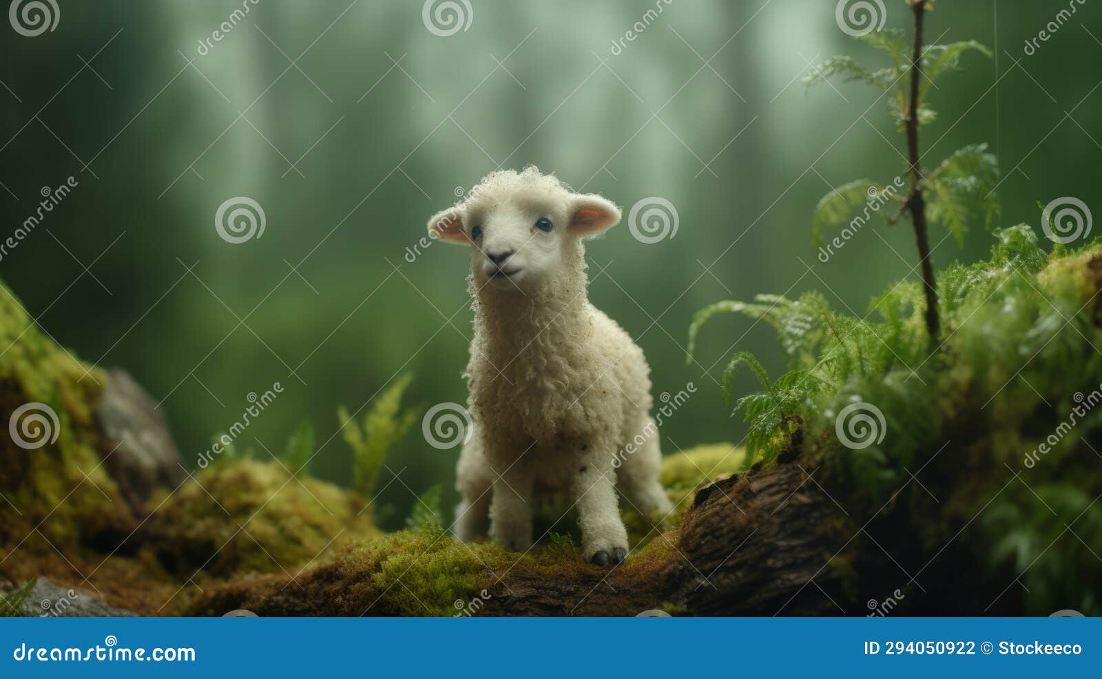Cute Lamb in the Woods: a Felt Stop-motion Sheep in the Rain Stock ...