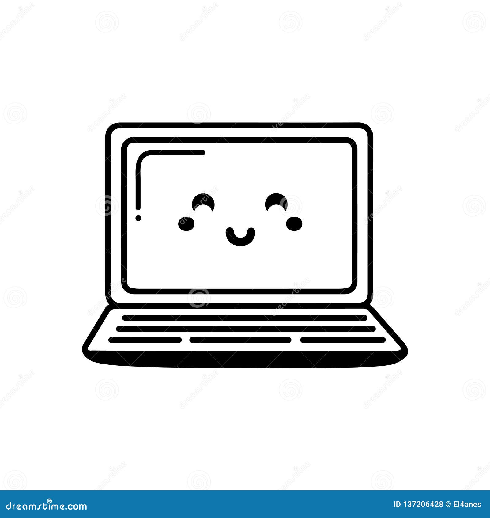 Cute laptop doodle icon stock vector. Illustration of icon - 137206428