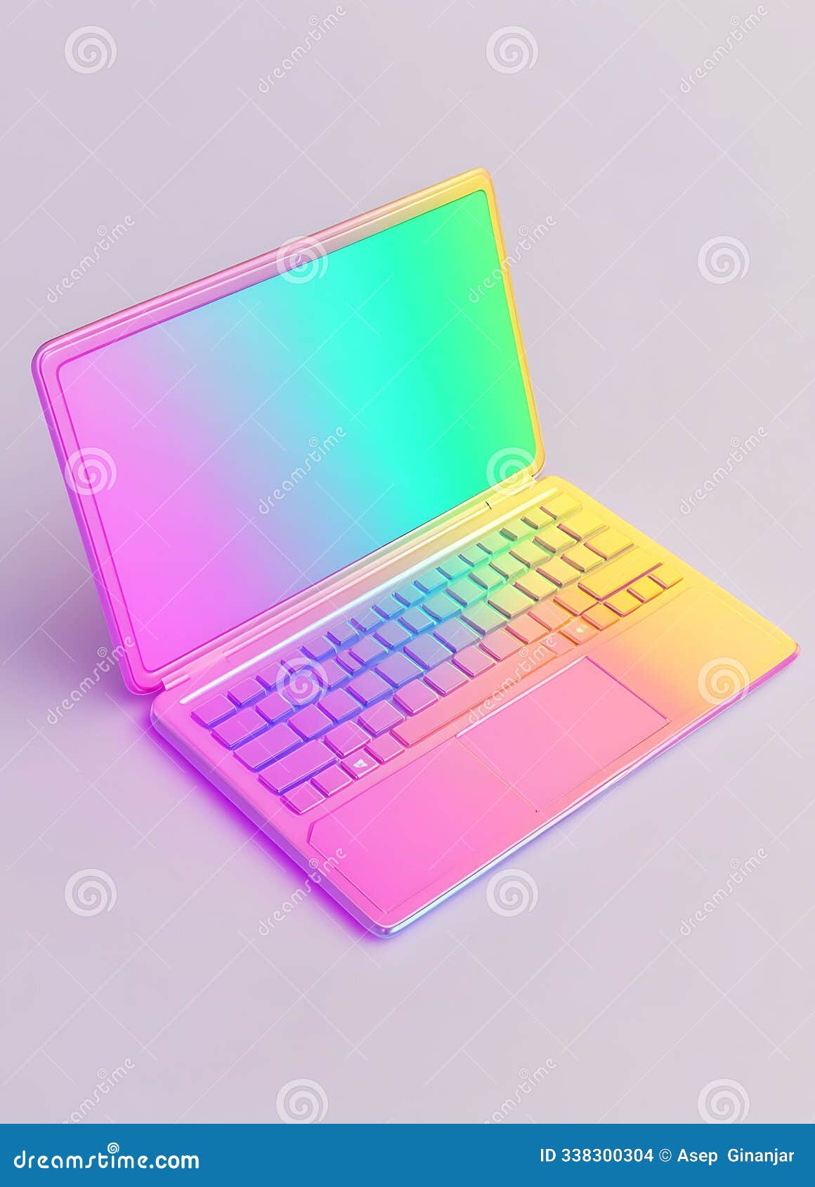 A Cute Laptop with a Rainbow Stock Illustration - Illustration of ...