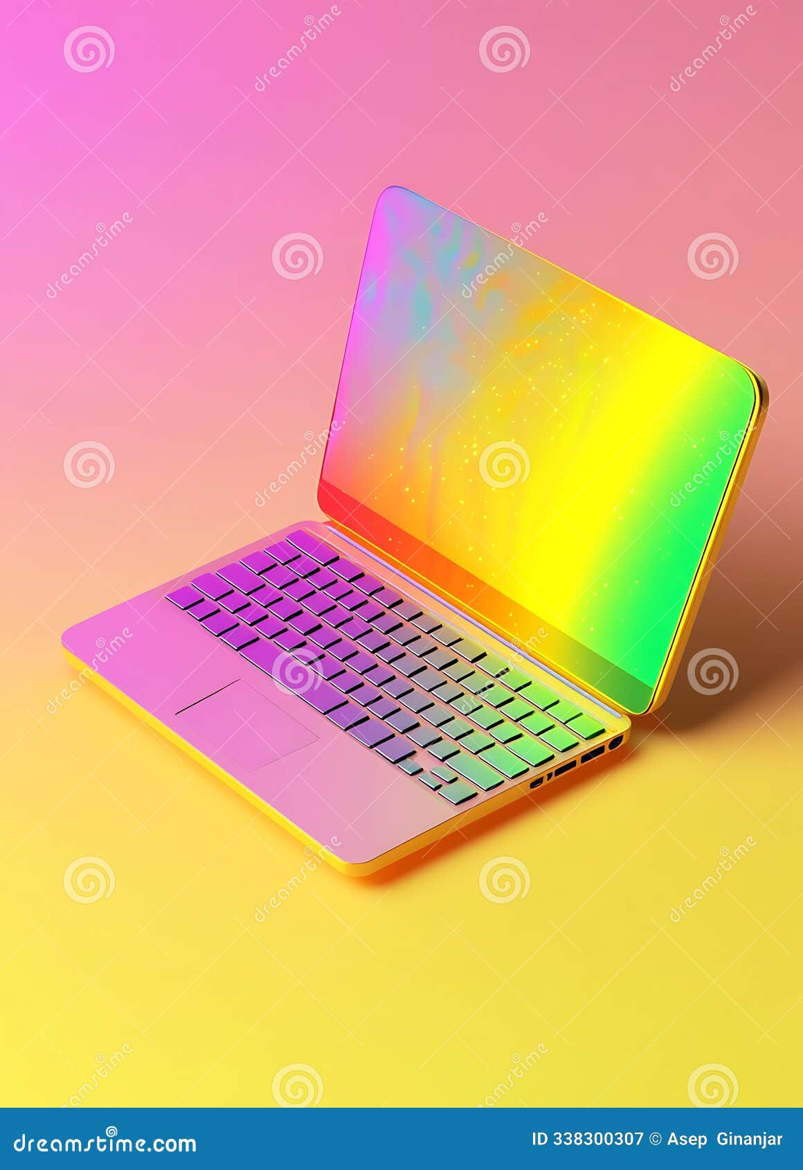 A Cute Laptop with a Rainbow Stock Illustration - Illustration of happy ...