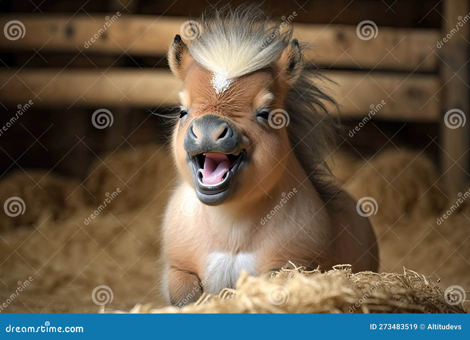 Cute Laughing Horse with Twitching Muzzle and Fur on Body Stock ...