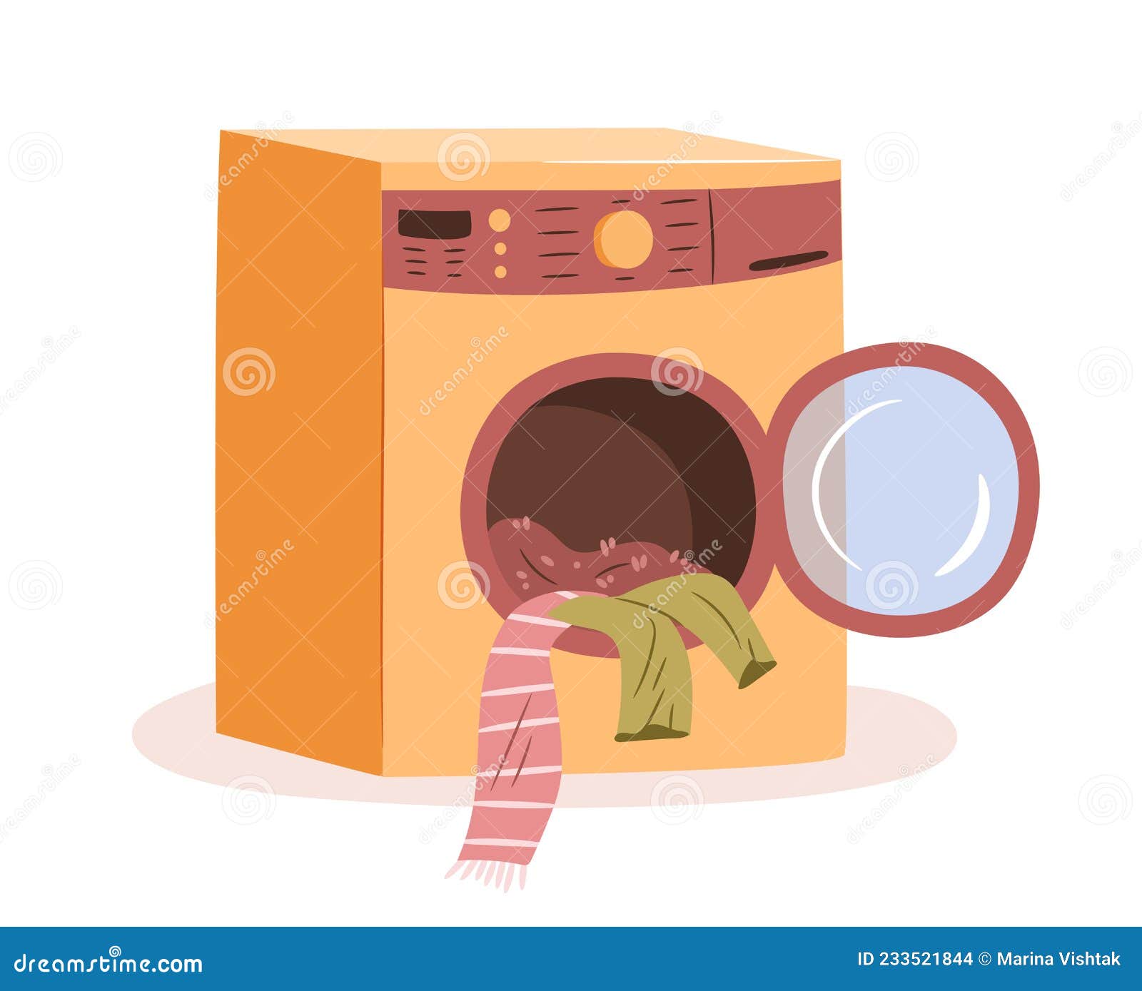 Cute Laundry Machine with Clothes in it. Isolated Washing Machine on ...