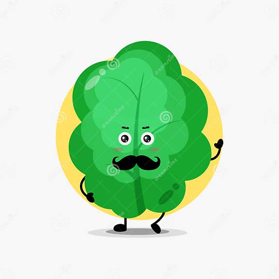 Cute Leaf Character with Mustache Stock Vector - Illustration of graphic, green: 255607213