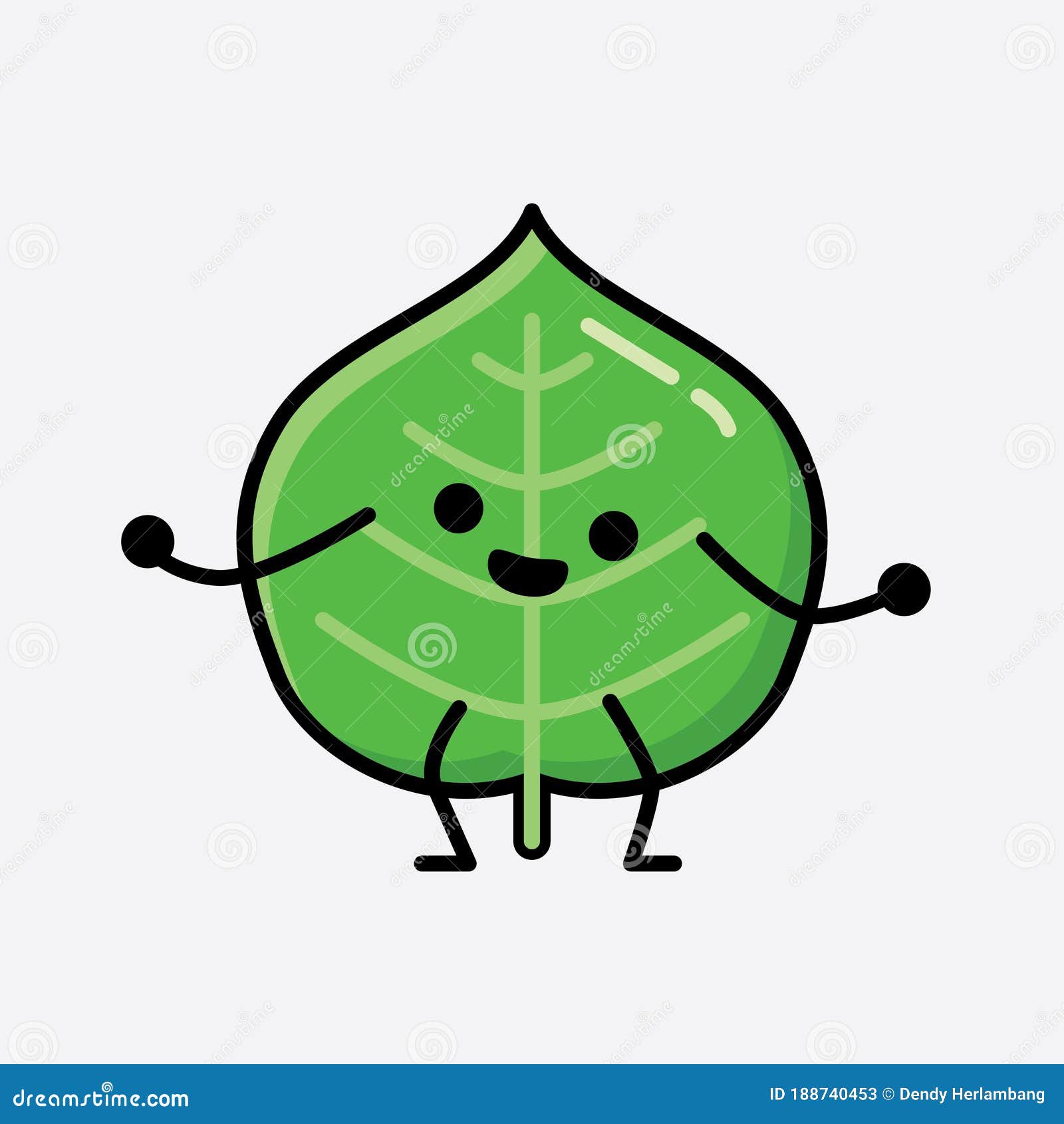 Cute Leaf Mascot Vector Character in Flat Design Stock Vector ...