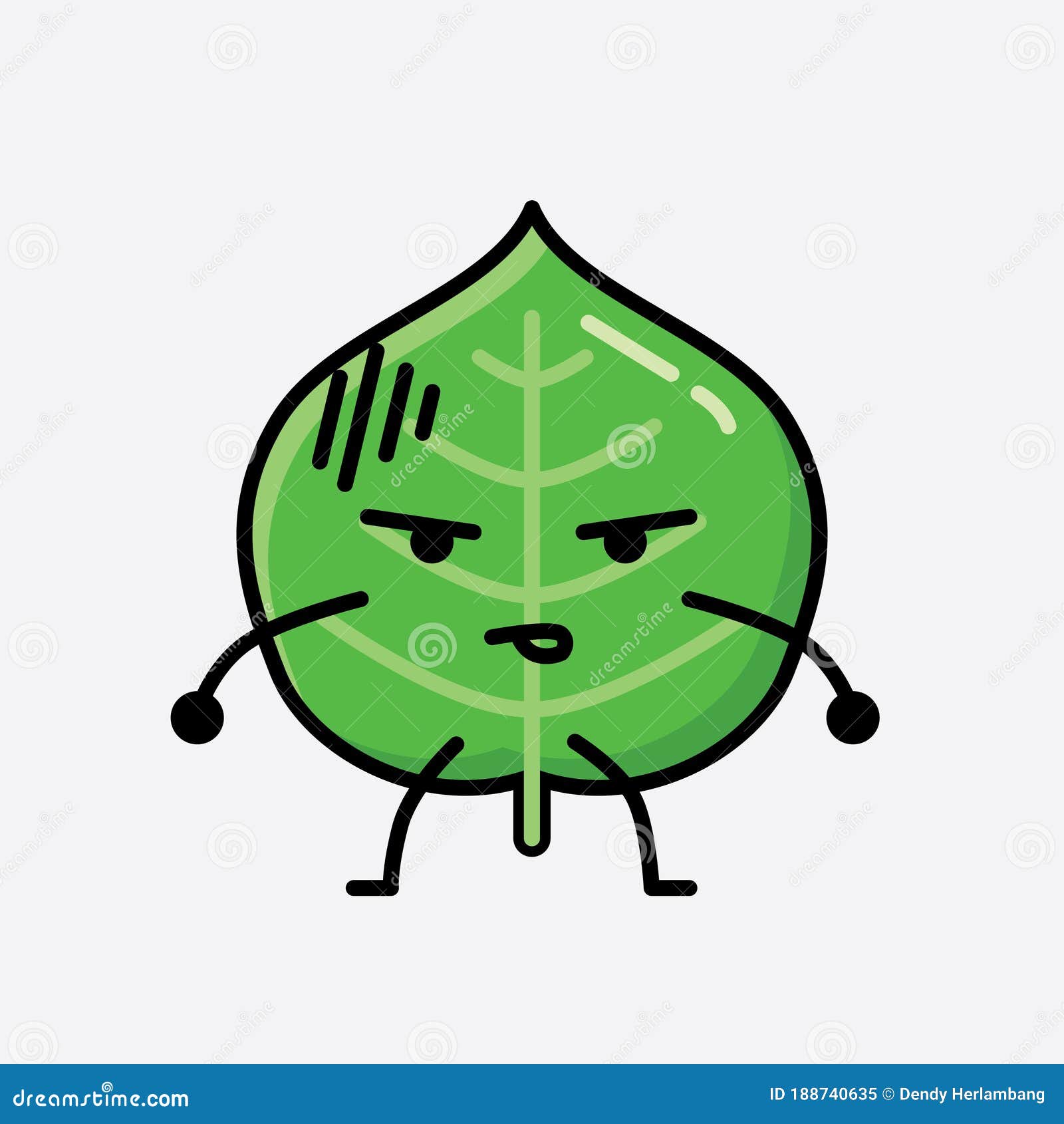 Cute Leaf Mascot Vector Character in Flat Design Stock Vector ...
