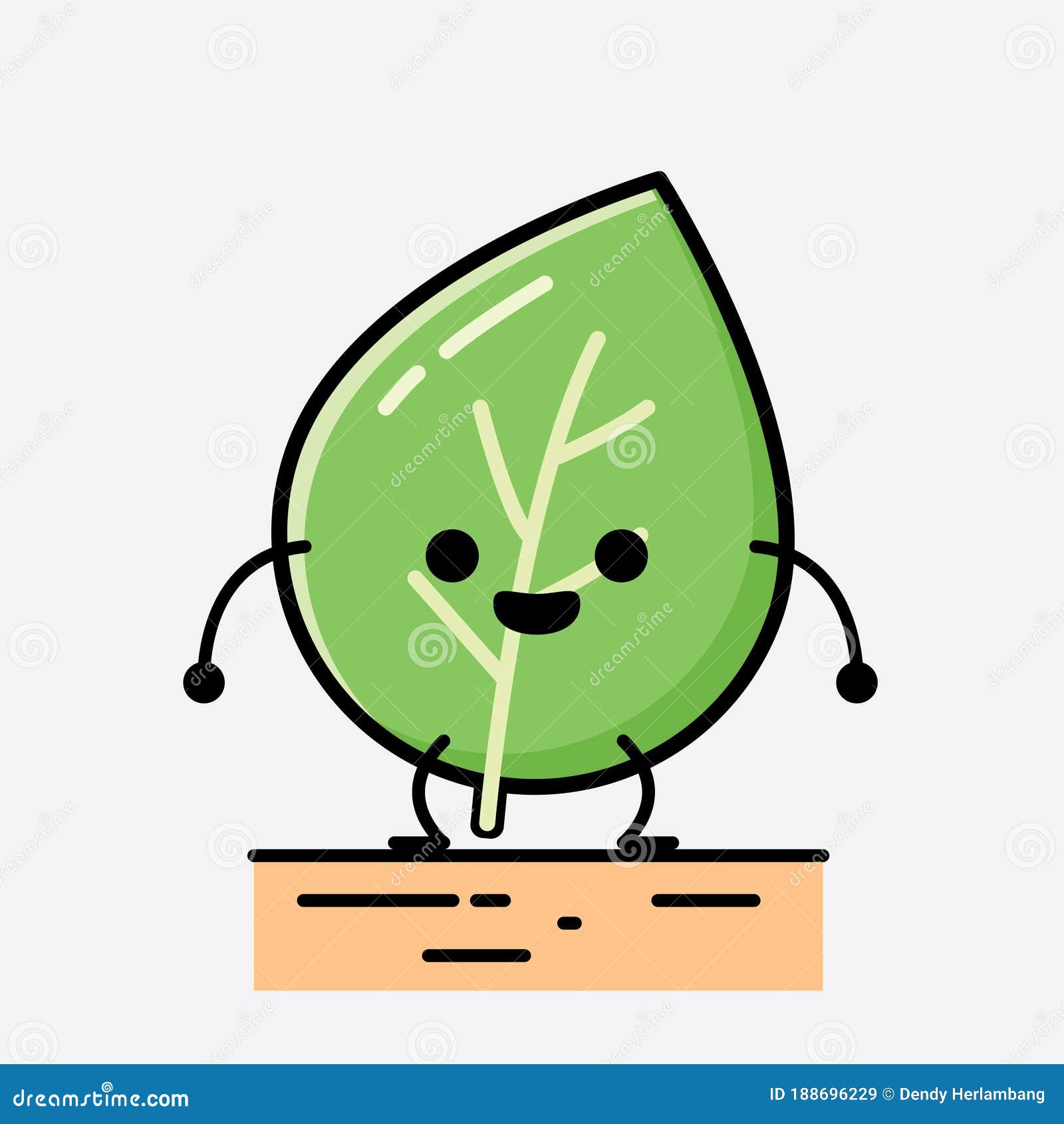 Cute Leaf Mascot Vector Character in Flat Design Style Stock Vector ...