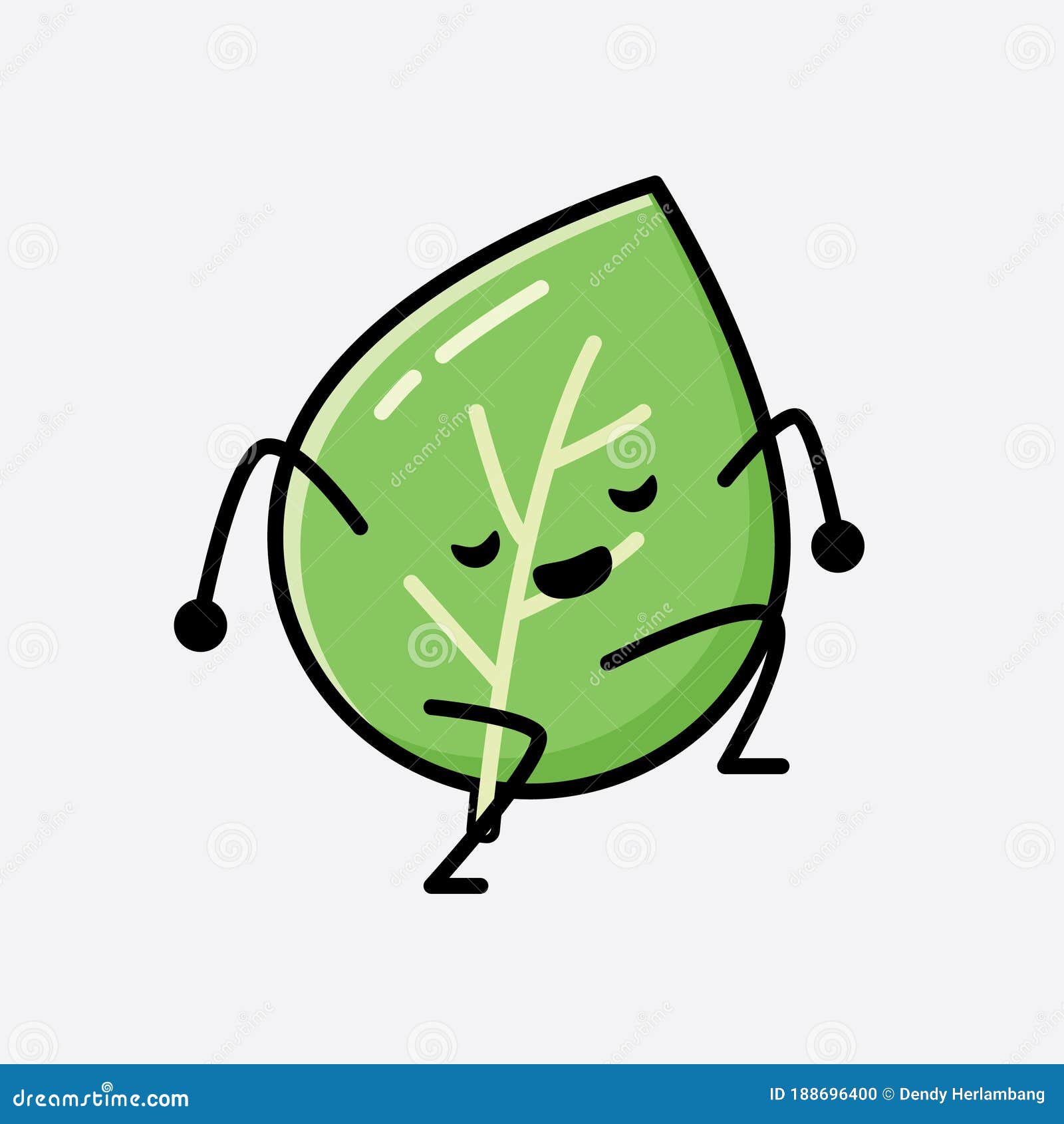 Cute Leaf Mascot Vector Character in Flat Design Style Stock Vector ...
